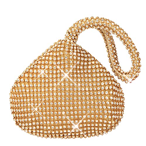 Beilaidisi Womens Triangle Bling Glitter Evening Purse Crystal Gold Wristlet Clutches Party Wedding Handbag