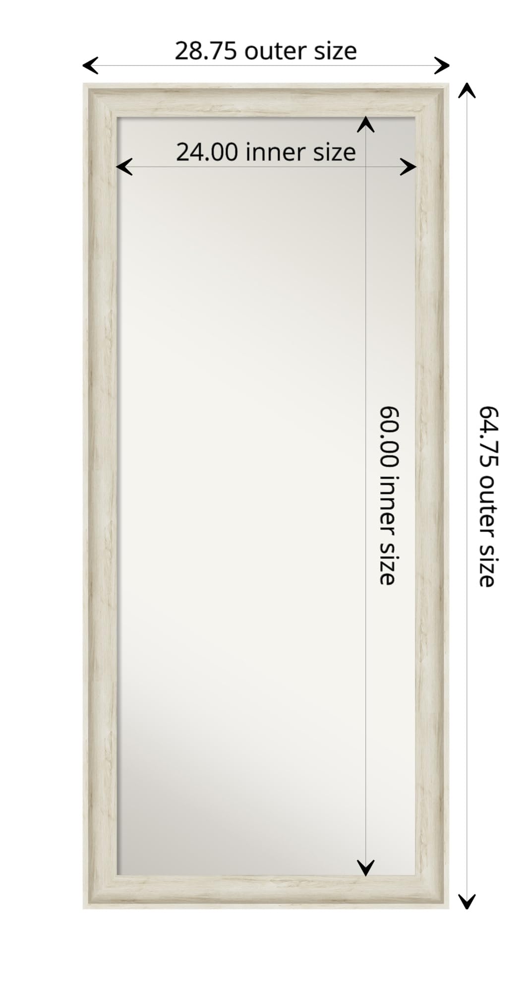 Amanti Art Cream Full Length Mirror, 65x29 Regal Birch Cream Tall Free Standing Body Wall Mirror Full Length for Dressing, Traditional Frame, Lean on Floor or Hang, Wall Decor from WI, USA