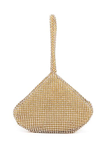 Beilaidisi Womens Triangle Bling Glitter Evening Purse Crystal Gold Wristlet Clutches Party Wedding Handbag