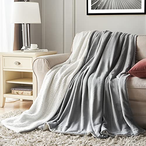 EHEYCIGA Sherpa Blanket Twin Size - Fuzzy Sherpa Fleece Blanket Twin Size Super Soft Plush Blanket, Thick Winter Blanket, Grey, 60x80 Inches