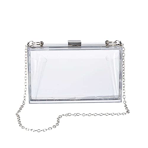 Women Clear Crossbody Purse Acrylic Transparent Clutch Bag Shoulder Handbag With Gold Chain Strap (silver)