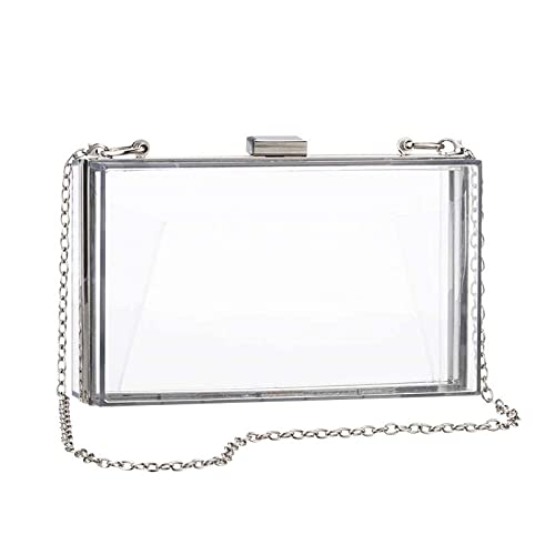 Women Clear Crossbody Purse Acrylic Transparent Clutch Bag Shoulder Handbag With Gold Chain Strap (silver)