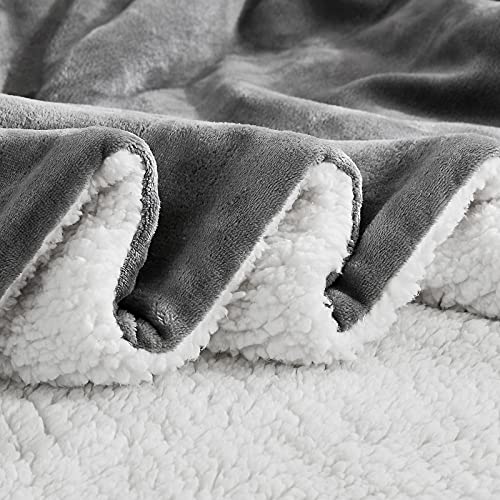 EHEYCIGA Sherpa Blanket Twin Size - Fuzzy Sherpa Fleece Blanket Twin Size Super Soft Plush Blanket, Thick Winter Blanket, Grey, 60x80 Inches