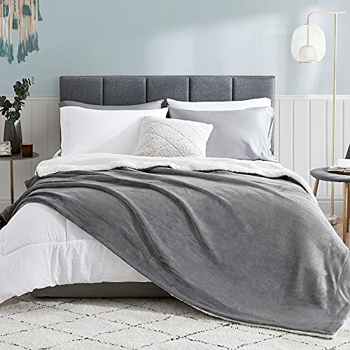 EHEYCIGA Sherpa Blanket Twin Size - Fuzzy Sherpa Fleece Blanket Twin Size Super Soft Plush Blanket, Thick Winter Blanket, Grey, 60x80 Inches