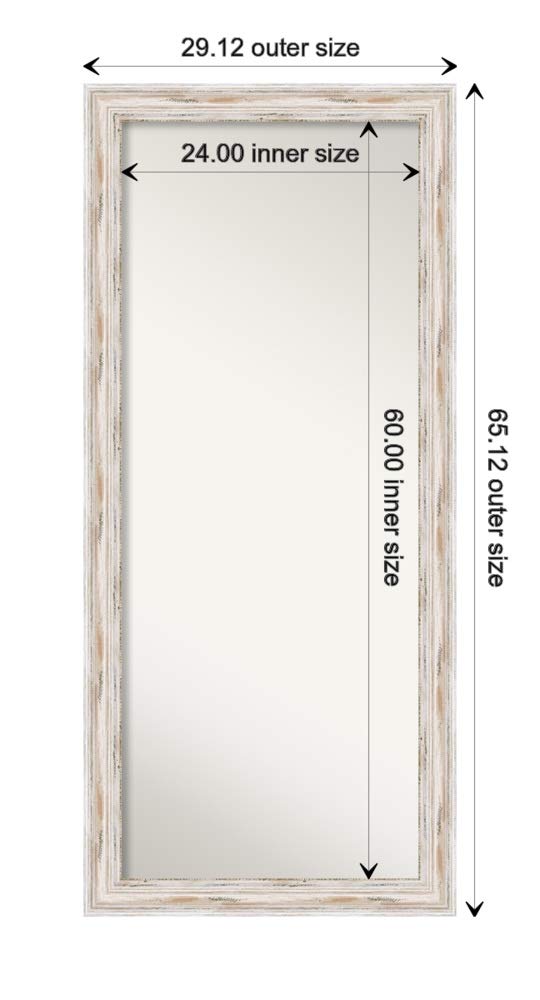 Amanti Art Full Length Mirror | Solid Wood Full Body Mirror | Alexandria White Wash Mirror Full Length | Floor Length Mirror 29.12 x 65.12"