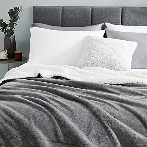 EHEYCIGA Sherpa Blanket Twin Size - Fuzzy Sherpa Fleece Blanket Twin Size Super Soft Plush Blanket, Thick Winter Blanket, Grey, 60x80 Inches
