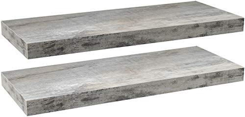 Sorbus Floating Shelf — Hanging Wall Shelves Decoration — Perfect Trophy Display, Photo Frames — Extra Long 24 Inch (Grey Engineered Wood)