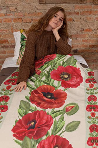 Red Flower Soft Throw Blanket All Season Microplush Warm Blankets Lightweight Tufted Fuzzy Flannel Fleece Throws Blanket for Bed Sofa Couch 50"x40"