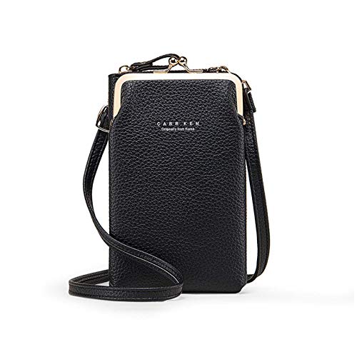 SUMGOGO WOMENS CROSSBODY BAG CELL PHONE SHOULDER PURSE CARD WALLET HANDBAG SATCHEL (Black)