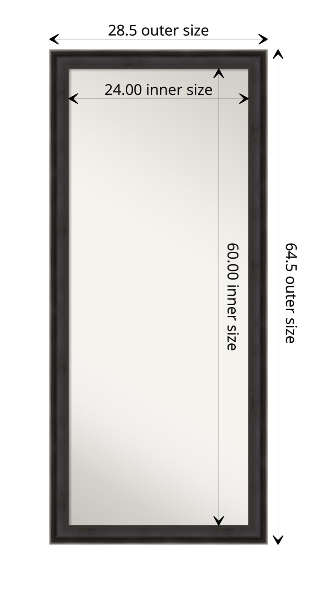 Amanti Art Black Full Length Mirror, 65x29 Allure Charcoal Tall Free Standing Body Wall Mirror Full Length for Dressing, Casual Wood Frame, Lean on Floor or Hang, Wall Decor from WI, USA