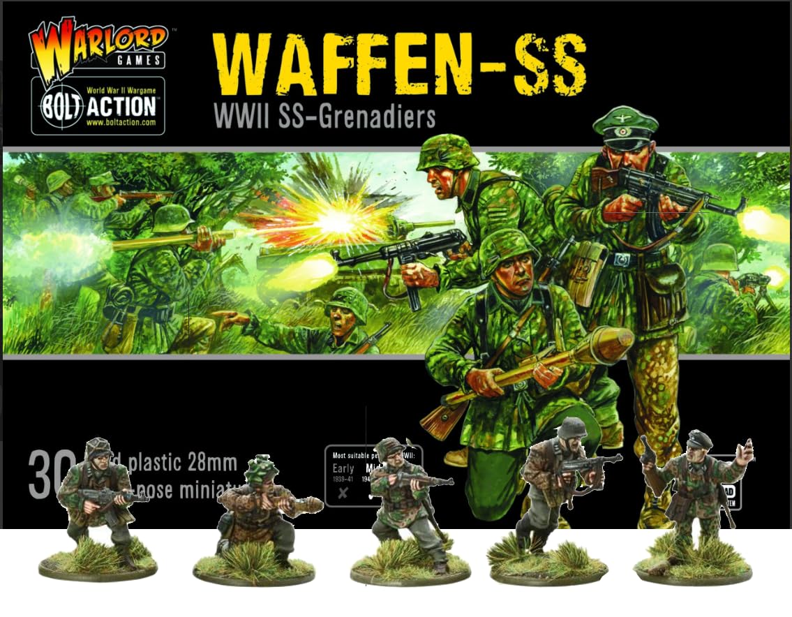 WarLord Bolt Action Waffen-SS WWII SS-Grenadier Figures 1:56 Military Table Top Wargaming Plastic Model Kit 402012101
