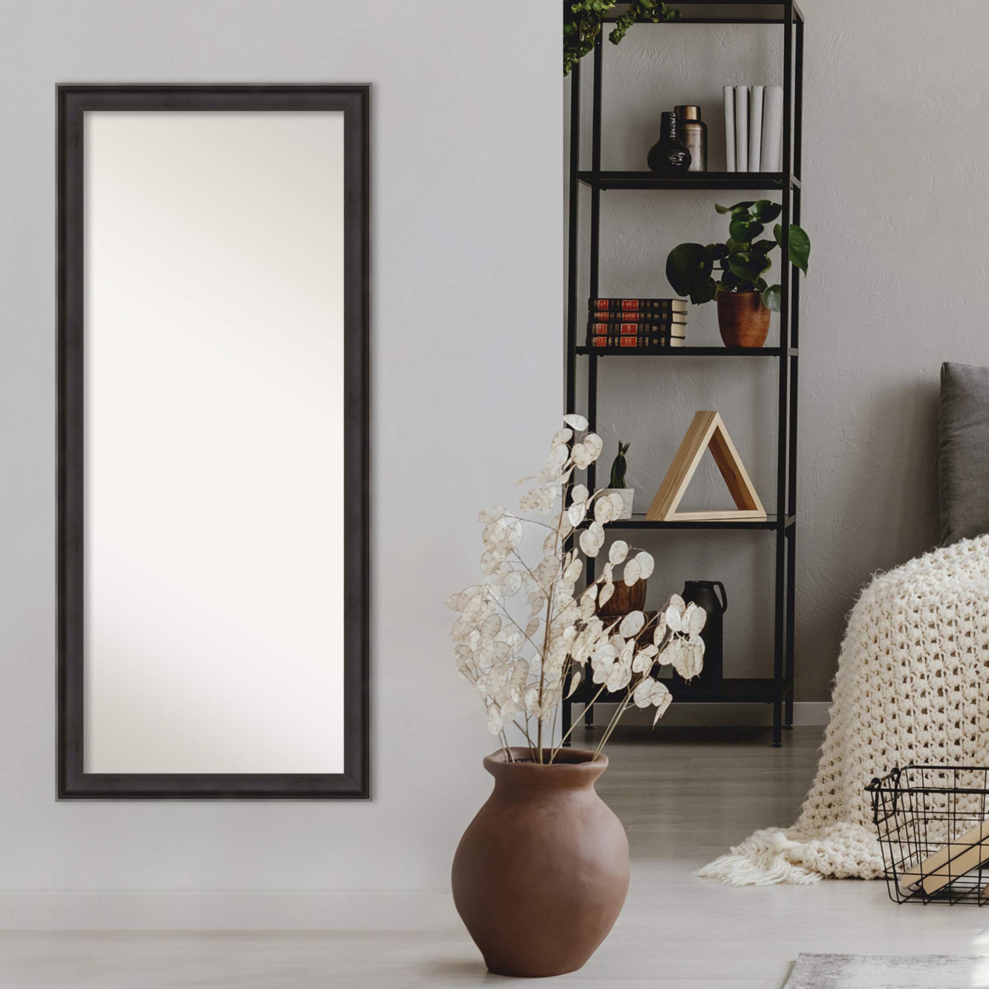 Amanti Art Black Full Length Mirror, 65x29 Allure Charcoal Tall Free Standing Body Wall Mirror Full Length for Dressing, Casual Wood Frame, Lean on Floor or Hang, Wall Decor from WI, USA