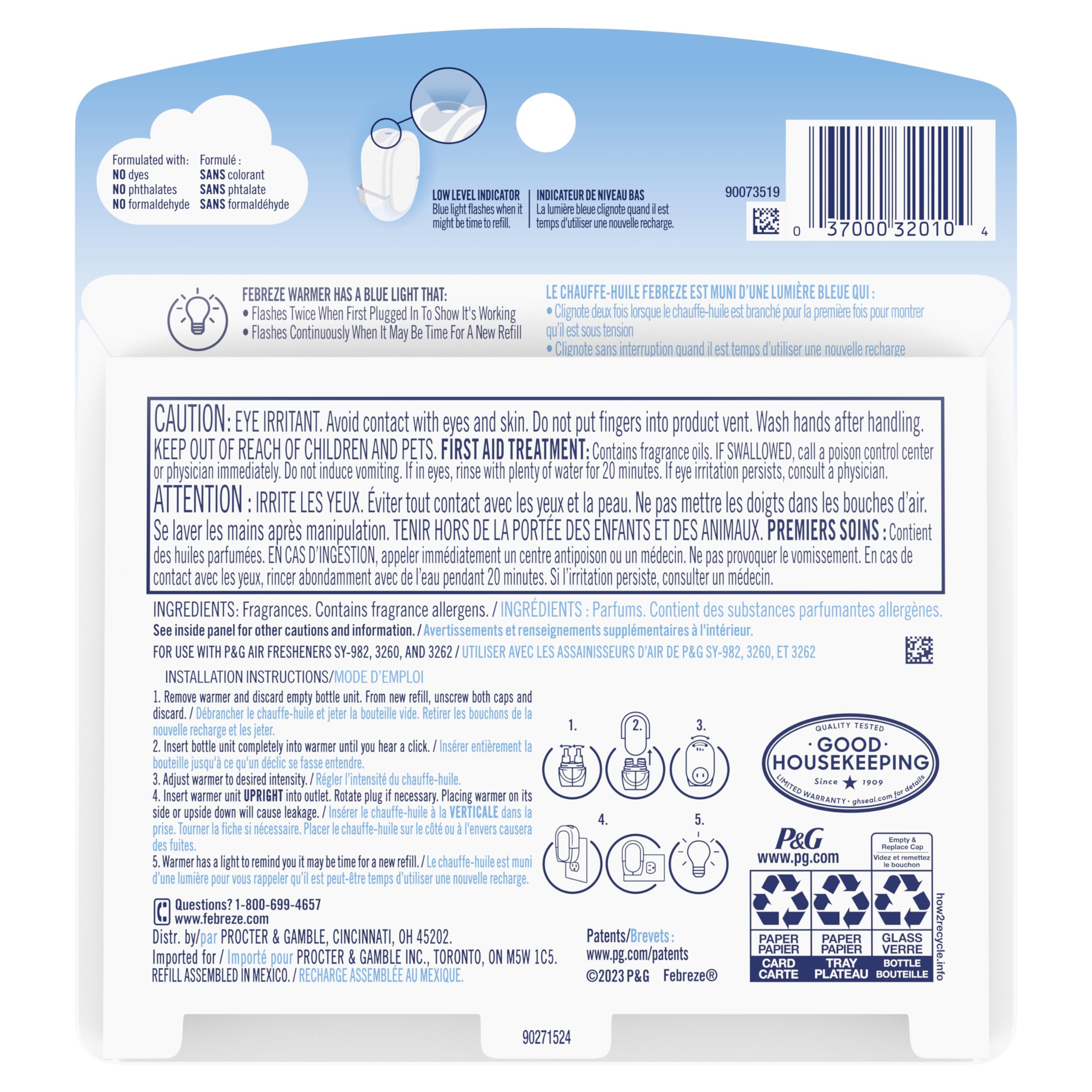 Febreze Odor-Fighting Fade Defy PLUG Air Freshener Refill, Gain Original Scent, (2) .87 fl. oz. Oil Refills