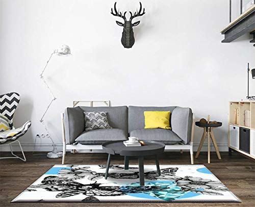 Home Area Runner Rug Pad Death's Head Hawk Moth and Dog Roses Hand Drawn Vector Seamless Thickened Non Slip Mats Doormat Entry Rug Floor Carpet for Living Room Indoor Outdoor Throw Rugs