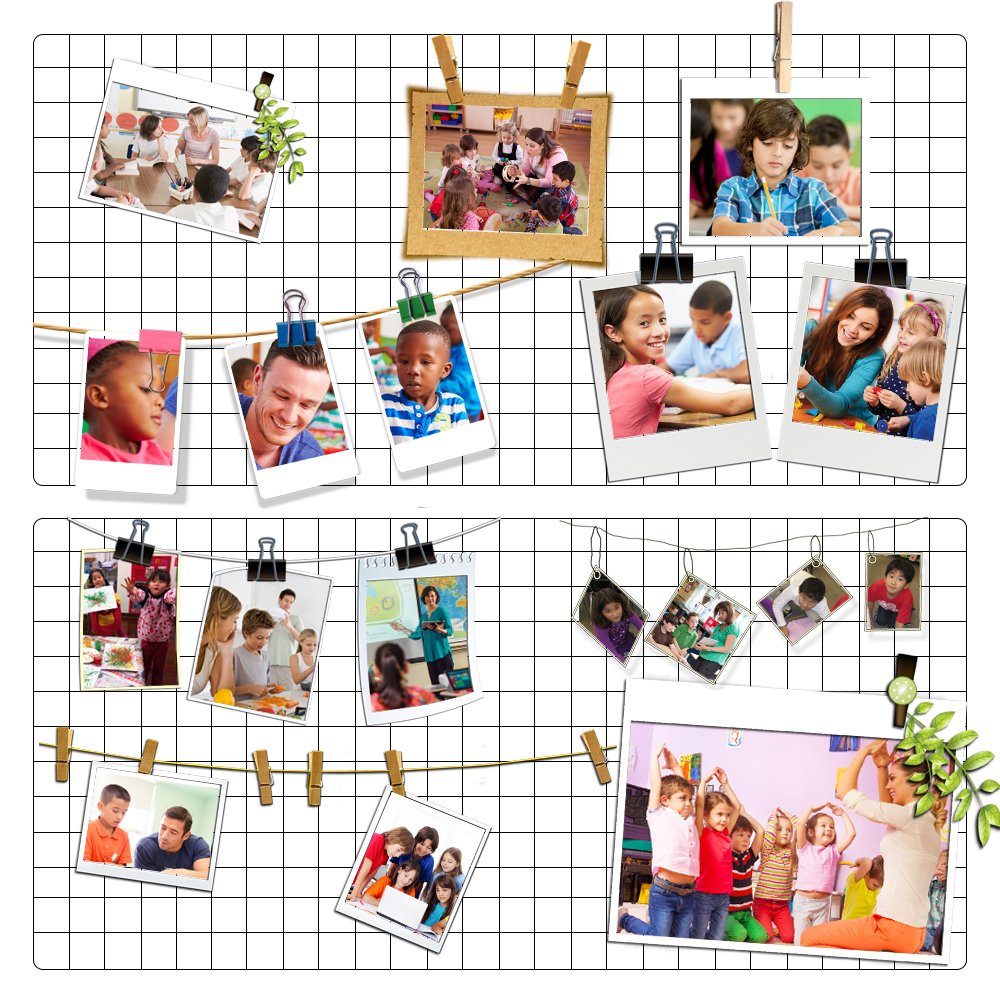 Pulatree Grid Photo Wall(Set of 2), Grid Wall Decorative Iron Rack Clip Photograph Wall Hanging Picture Wall, Ins Art Display Wall Grid 2 Packs 25.6 x17.7inch (Black)
