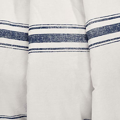 Lush Decor Farmhouse Stripe Throw - Reversible Ticking Pinstripe Design Blanket, 50" x 60", Navy