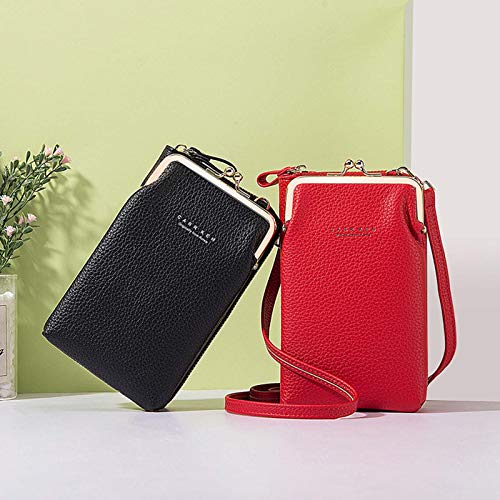 SUMGOGO WOMENS CROSSBODY BAG CELL PHONE SHOULDER PURSE CARD WALLET HANDBAG SATCHEL (Black)