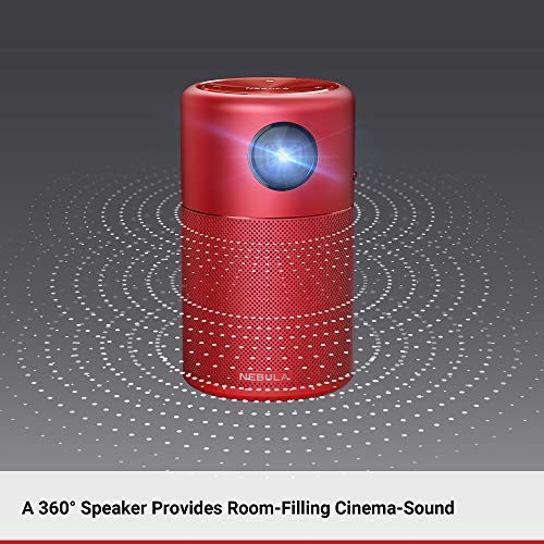 Anker Nebula Capsule Smart Wi-Fi Mini Projector,Red, 100 ANSI Lumen Portable Projector,with Capsule Series Adjustable Tripod Stand