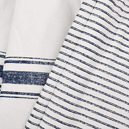 Lush Decor Farmhouse Stripe Throw - Reversible Ticking Pinstripe Design Blanket, 50" x 60", Navy
