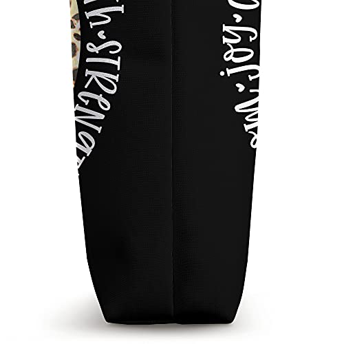 NANA Cheetah Leopard Print Circle Love Patience Black Tote Bag