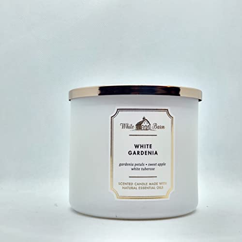 Bath & Body Works, White Barn 3-Wick Candle w/Essential Oils - 14.5 oz - New Core Scents! (White Gardenia)