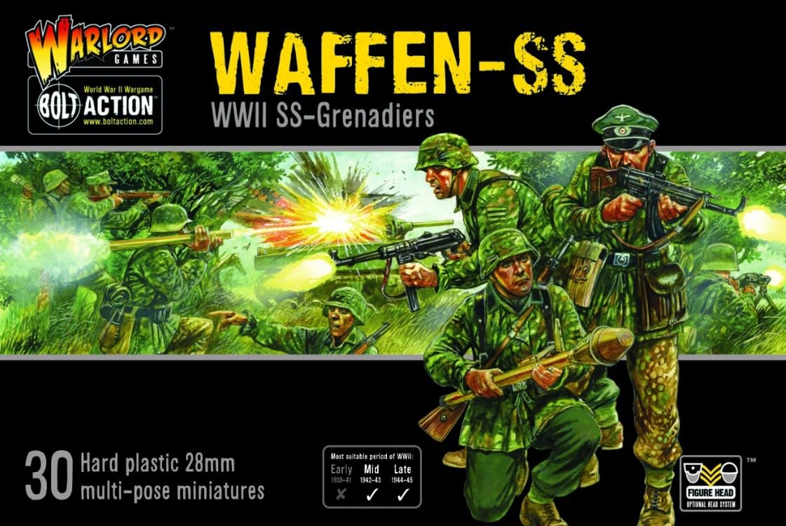 WarLord Bolt Action Waffen-SS WWII SS-Grenadier Figures 1:56 Military Table Top Wargaming Plastic Model Kit 402012101