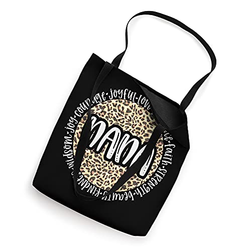 NANA Cheetah Leopard Print Circle Love Patience Black Tote Bag