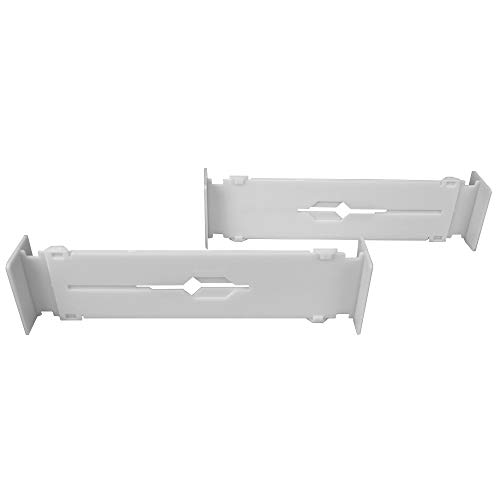 Home Basics 2 Piece Plastic Adjustable Drawer Dividers, White (1) | Organize Any Drawer | Great for Crafts, Accessories & Kitchens | Easy to Adjust to Size