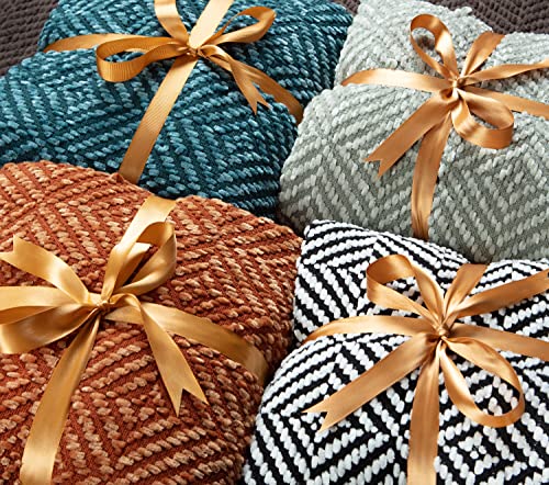 Chanasya Soft Teal Chenille Knitted Diamond Textured Decorative Throw Blanket - Geometric Lightweight Luxury Fuzzy Decor with Tassels for Couch Sofa Bed Chair Bedroom Living Room (50x65 Inches)