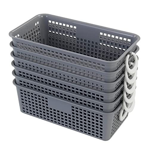 Neadas Gray Small Plastic Storage Basket, 6 Packs