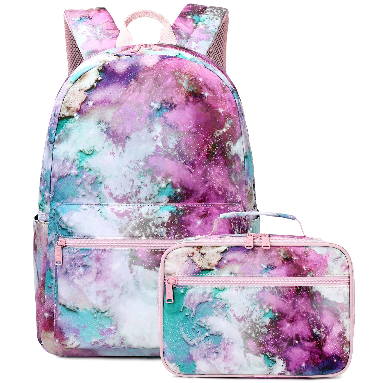Abshoo Lightweight Galaxy School Backpacks for Teen Girls Backpack with Lunch Bag (B Galaxy)