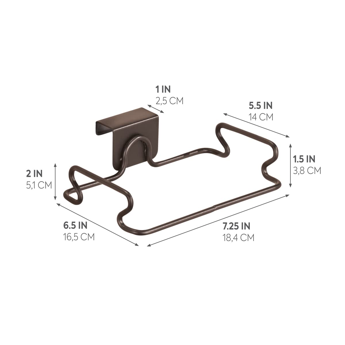 iDesign Classico Over The Cabinet Plastic Bag Holder for Kitchen, Pantry, Bathroom and More, 5.5" x 6.5" x 2", Bronze