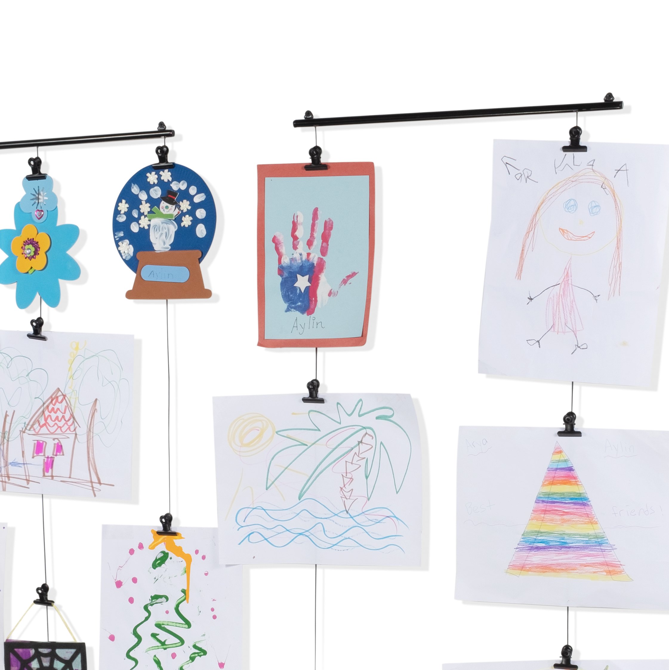 You Have Space WAJER Picture Hanging Kit with 24 Magnetic Clips for Pictures, Polaroids, Kids Crafts and Artwork, Metal Black