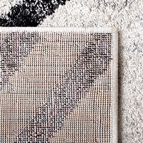 SAFAVIEH Adirondack Collection 6' x 9' Ivory/Charcoal ADR253B Modern Geometric Distressed Non-Shedding Living Room Bedroom Dining Home Office Area Rug