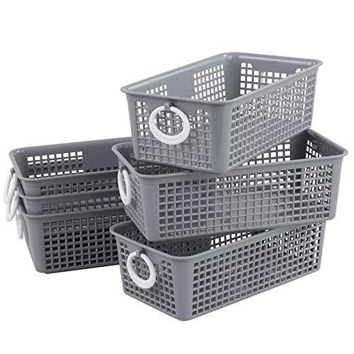 Neadas Gray Small Plastic Storage Basket, 6 Packs