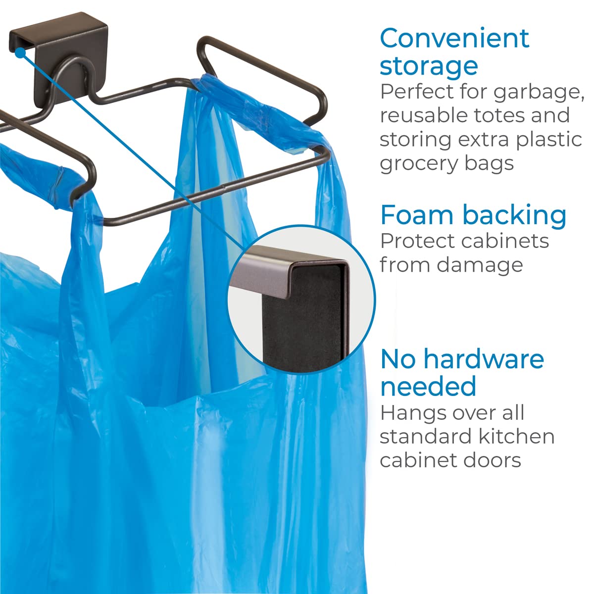 iDesign Classico Over The Cabinet Plastic Bag Holder for Kitchen, Pantry, Bathroom and More, 5.5" x 6.5" x 2", Bronze
