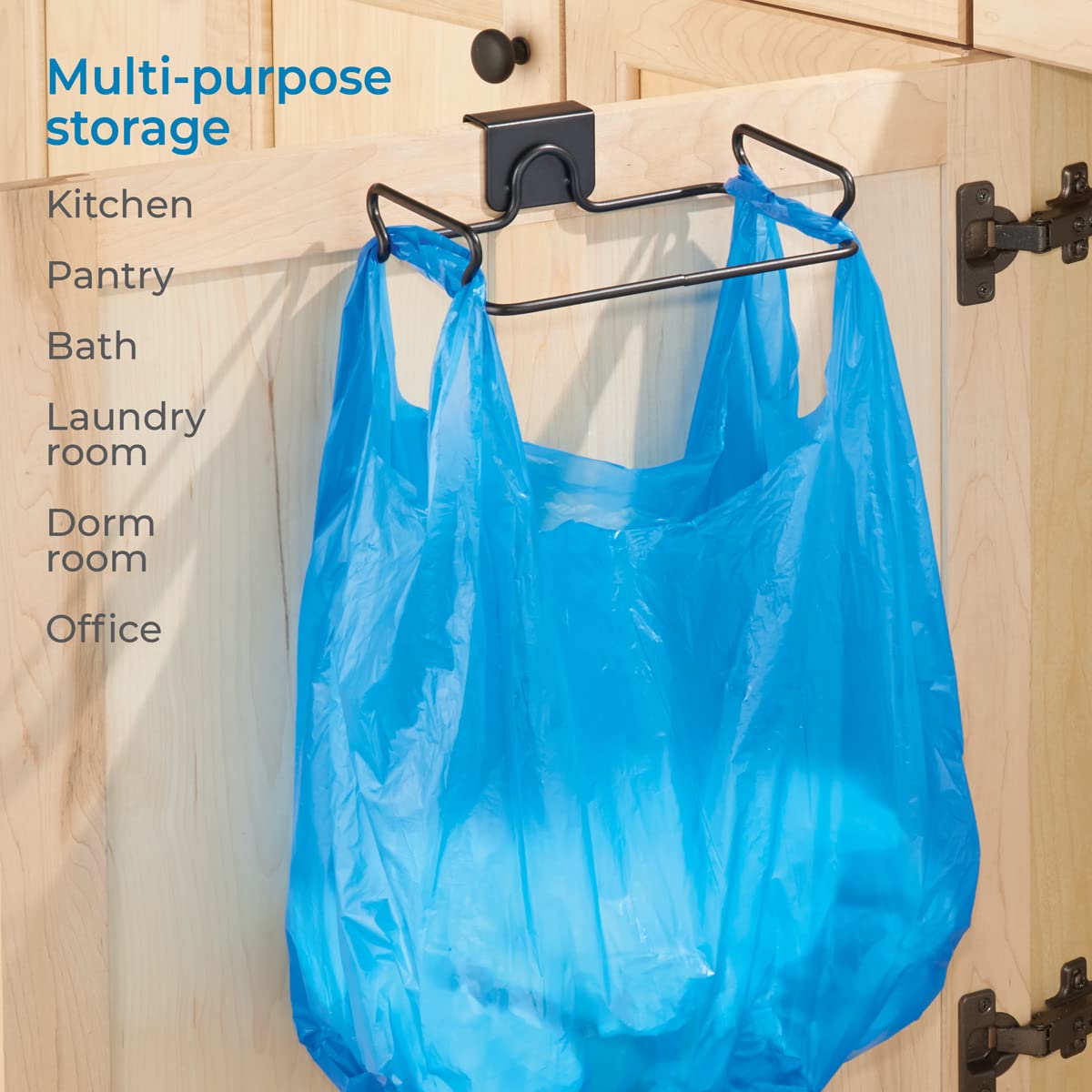 iDesign Classico Over The Cabinet Plastic Bag Holder for Kitchen, Pantry, Bathroom and More, 5.5" x 6.5" x 2", Bronze