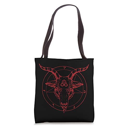 Pentagram Goat Head Baphomet Satanic Witchcraft Design Tote Bag