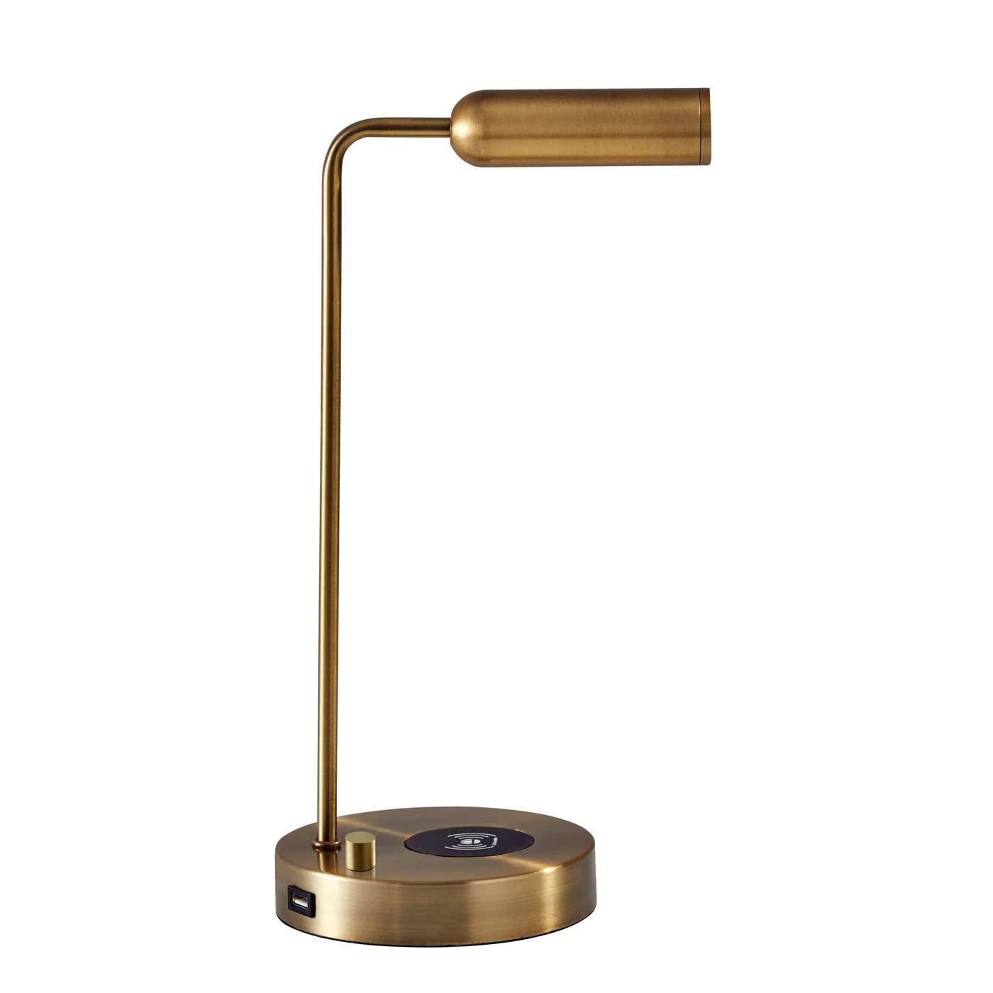 Adesso 3162-21 Kaye LED Desk Lamp Wireless Charging, 7W LED, 5W QI, USB Port, Indoor Lighting Lamps