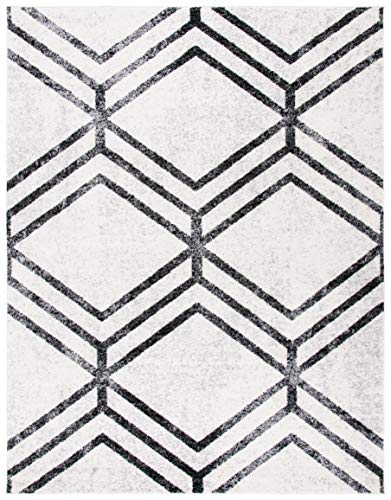 SAFAVIEH Adirondack Collection 6' x 9' Ivory/Charcoal ADR253B Modern Geometric Distressed Non-Shedding Living Room Bedroom Dining Home Office Area Rug