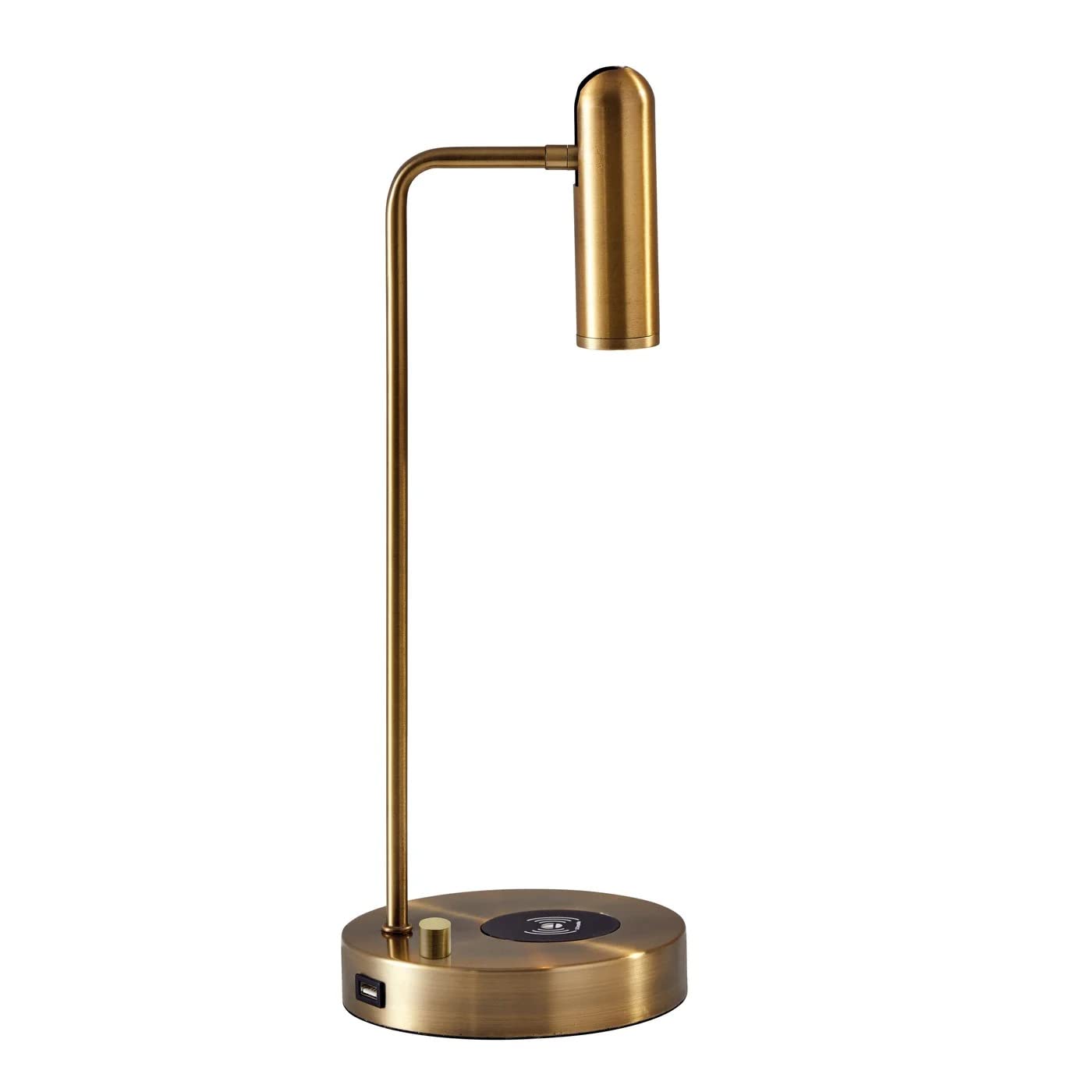 Adesso 3162-21 Kaye LED Desk Lamp Wireless Charging, 7W LED, 5W QI, USB Port, Indoor Lighting Lamps