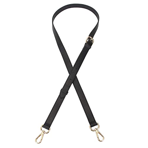 LIVE UP Full Grain Leather Adjustable Replacement Cross Body Purse Shoulder Strap Handbag Bag Wallet, 2/3” Wide (Black)