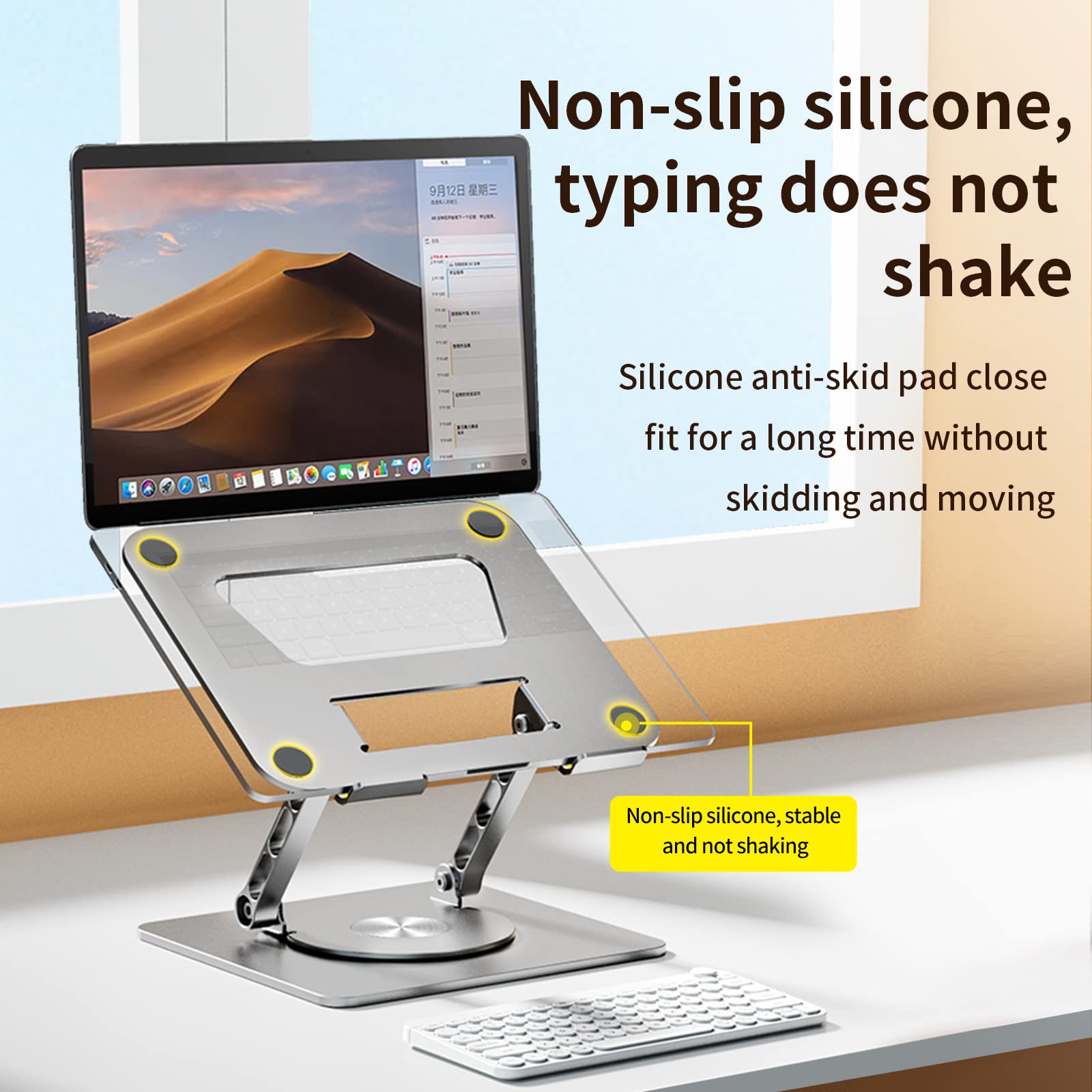 VAJUN with 360 Swivel baseAdjustable Laptop Stand,Metal Stand for Desktop Folding Laptop, Compatible with 10 to 15.6 inch laptops (Grey)