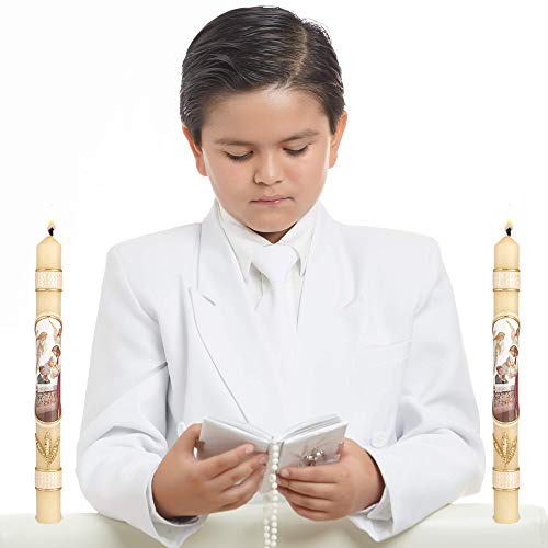 First Holy Communion Taper Candlestick Keepsake Gift for Boys, 9 3/4 Inches