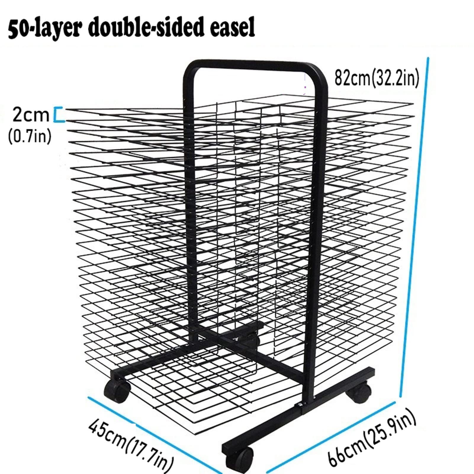 JIAHESHYP 5 Sizes Mobile Art Drying Rack, Classroom Studio Home Painting Drying Rack for Kids, Artists, Double Sided Art Rack Storage Organizer on Wheels, Drying & Print Racks (Size : 50-Layer)