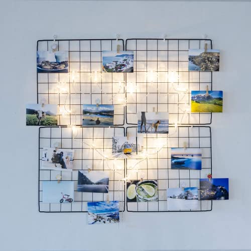 devesanter DS Grid Photo Wall Wire Grid Panel Picture Display Iron Decorative Rack Photograph Wall Ins Photo Wall 12x12 Inches Set of 4 (Black)