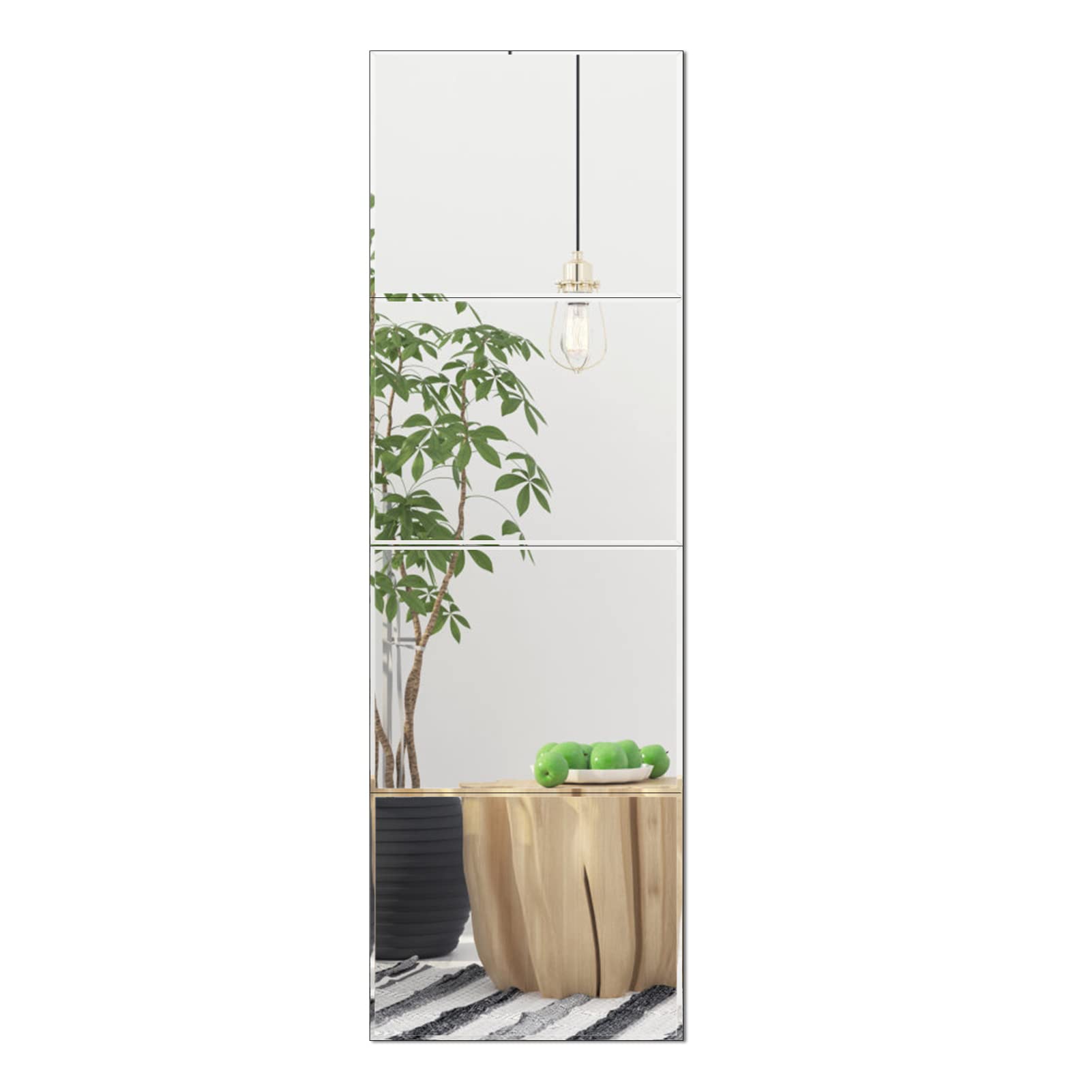 PETAFLOP 14x48 Inch Full Length Mirror Wall Mounted and 4PCS 14x11 Inch Full Length Mirror Tiles