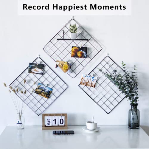 devesanter DS Grid Photo Wall Wire Grid Panel Picture Display Iron Decorative Rack Photograph Wall Ins Photo Wall 12x12 Inches Set of 4 (Black)