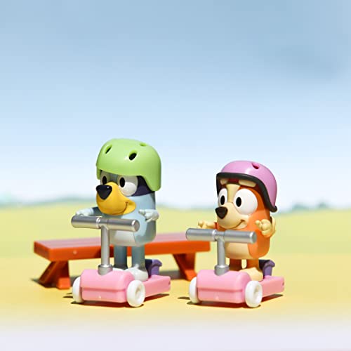 Bluey Dog Vehicle 2-Pack, 2.5-3" Bluey & Bingo Articulated Figures - Scooter Time