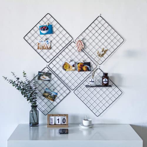 devesanter DS Grid Photo Wall Wire Grid Panel Picture Display Iron Decorative Rack Photograph Wall Ins Photo Wall 12x12 Inches Set of 4 (Black)